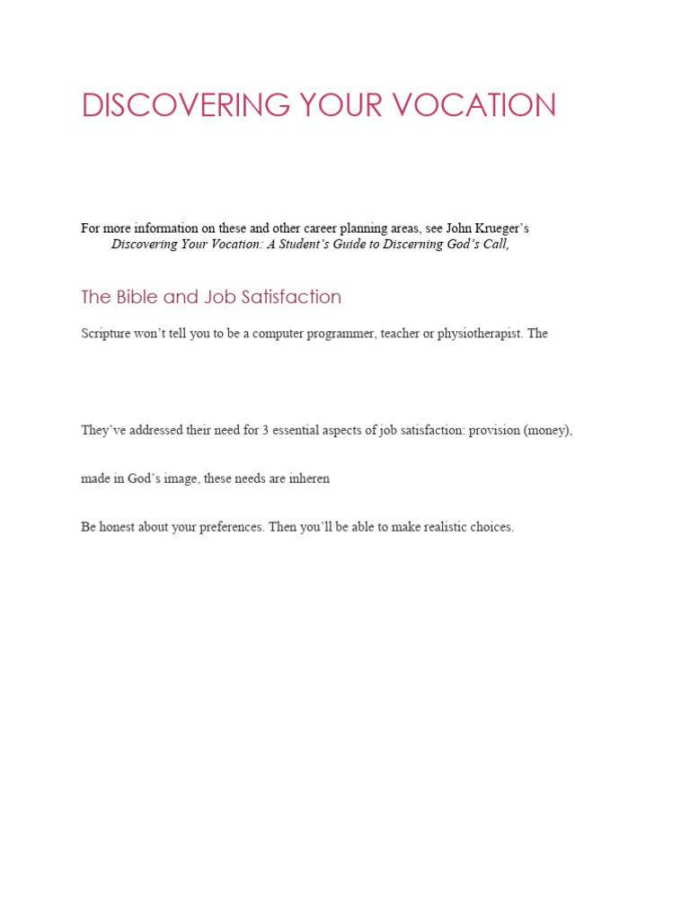 Discover Your Vocation | PDF | Experience