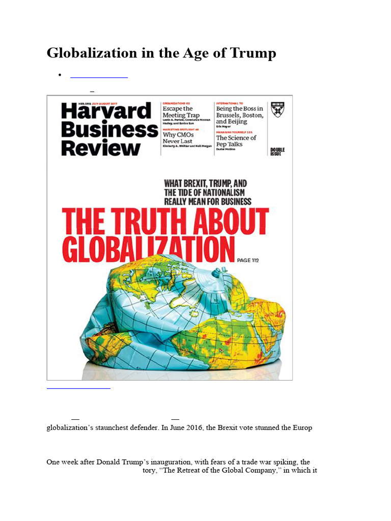 Globalization in the Age of Trump | PDF | Globalization | Market ...