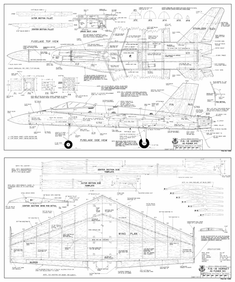 Mcdonnell Douglas Fa-18 Hornet RCM-1090 Plan AA | PDF