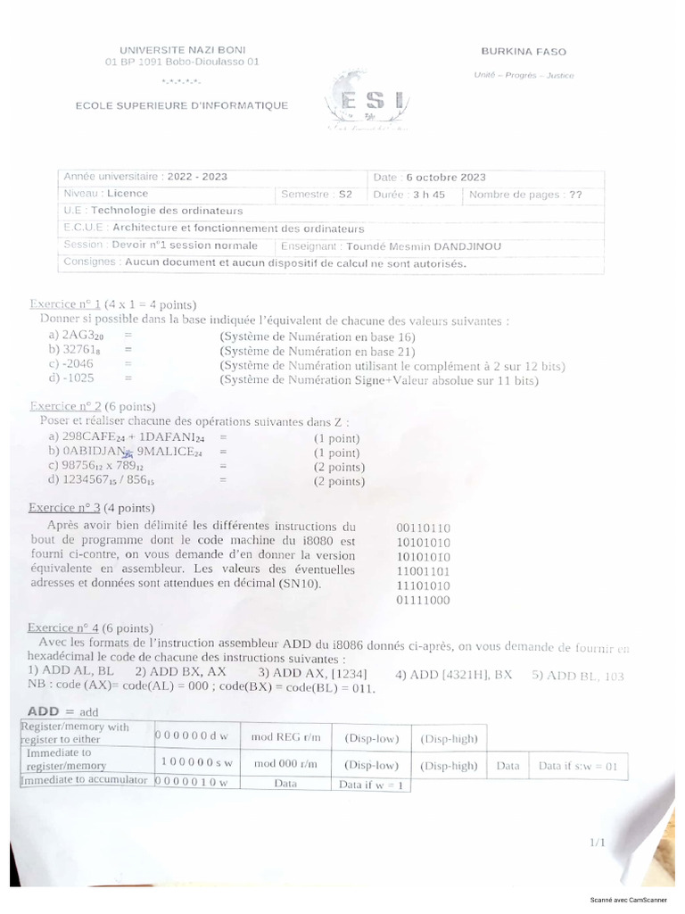 Anciens Devoir S1&S2 | PDF