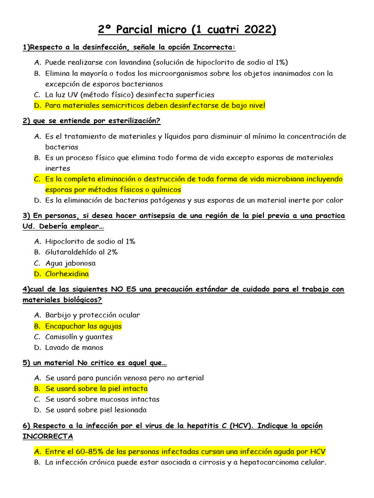 Examen de Microbiología: Preguntas y Respuestas | PDF | Virus | VIH