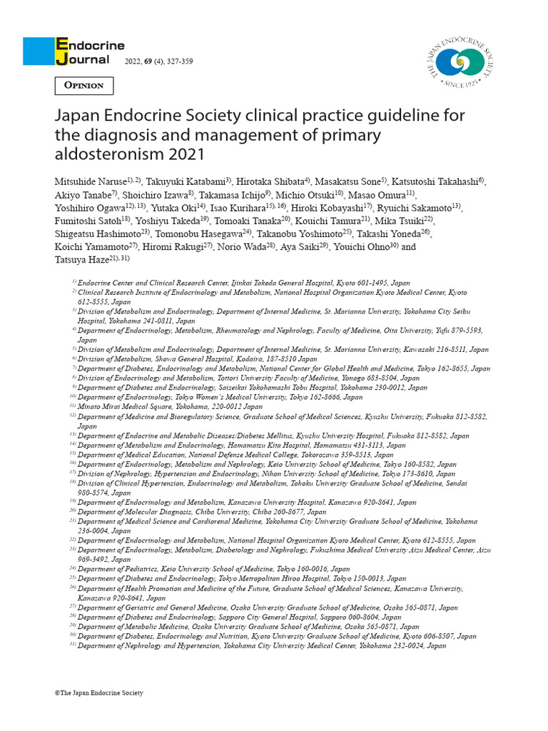 Japan Endocrine Society - guideline - primary aldosteronism 2021 | PDF ...