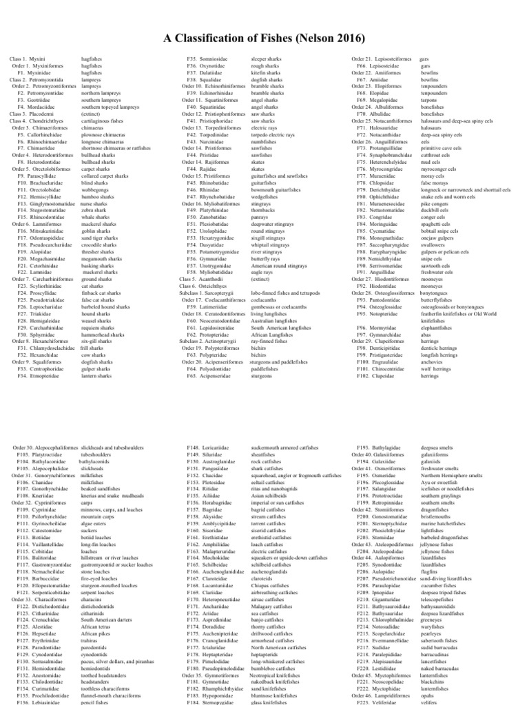 Fish Classification Nelson 2016 | PDF | Fish