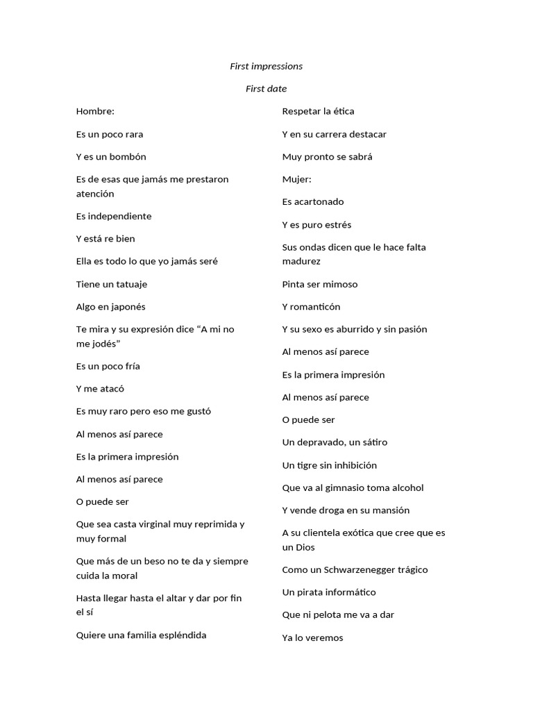 Primeras impresiones en citas | PDF