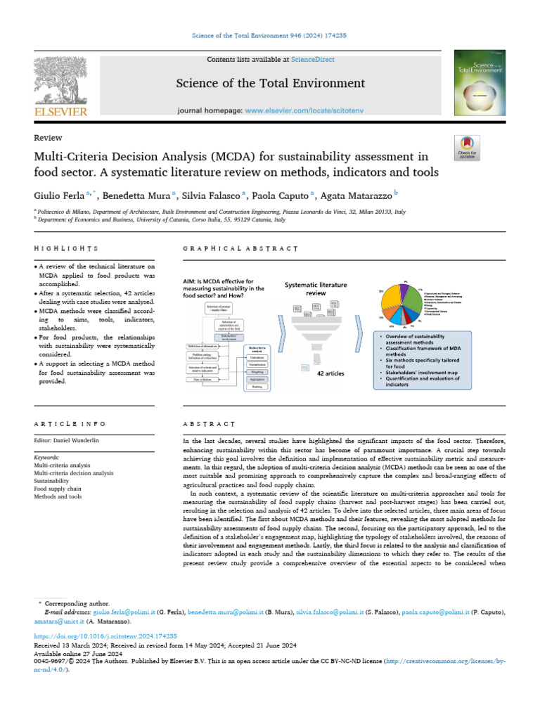 Multi-Criteria Decision Analysis (MCDA) For Sustainability Assessment in | PDF | Sustainability ...