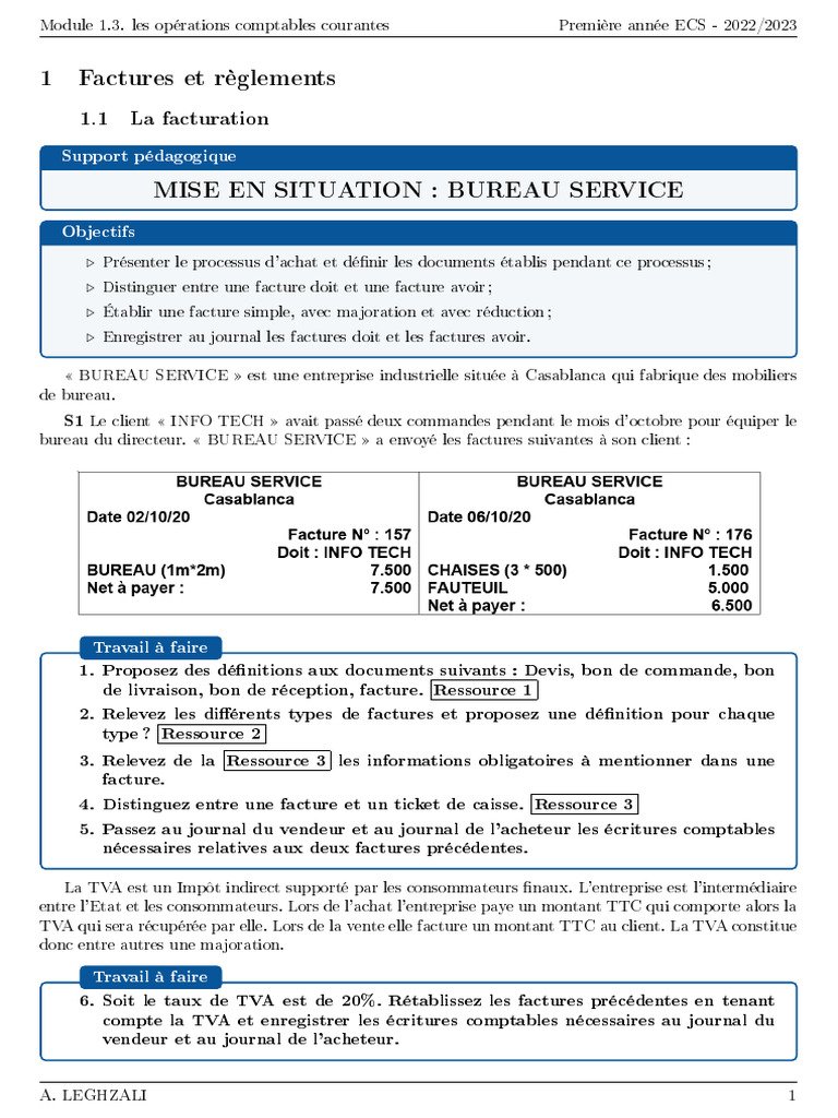 Opérations comptables : Factures et TVA | PDF | Facture | Taxe sur la ...