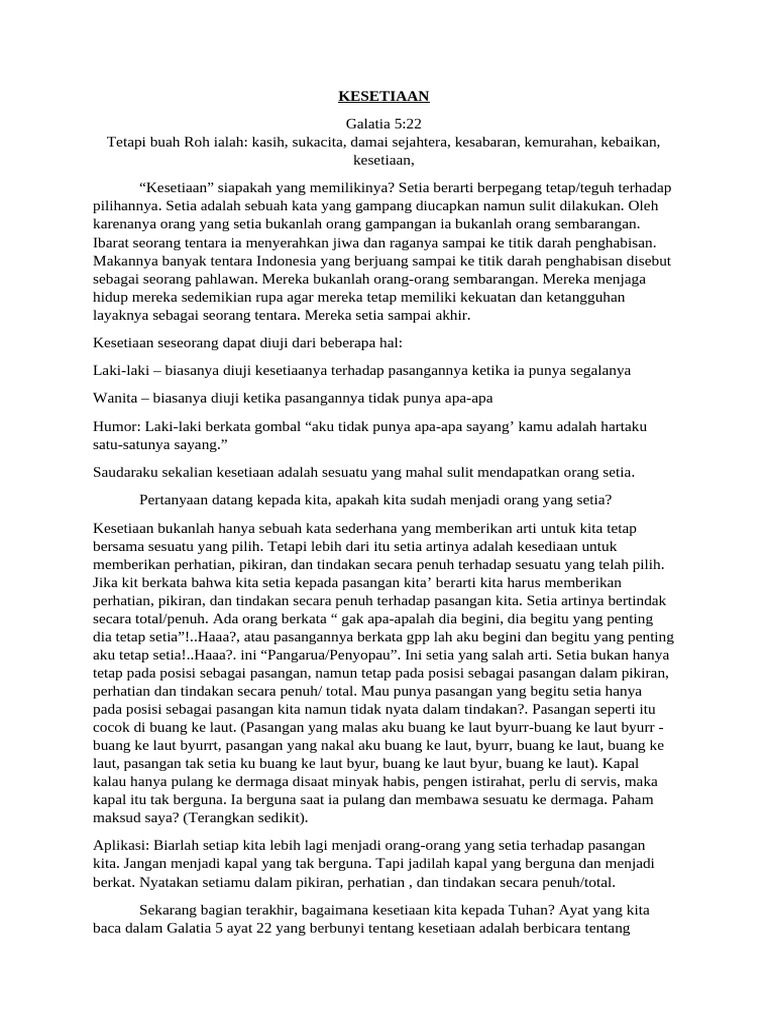 Kotbah Kesetiaan | PDF