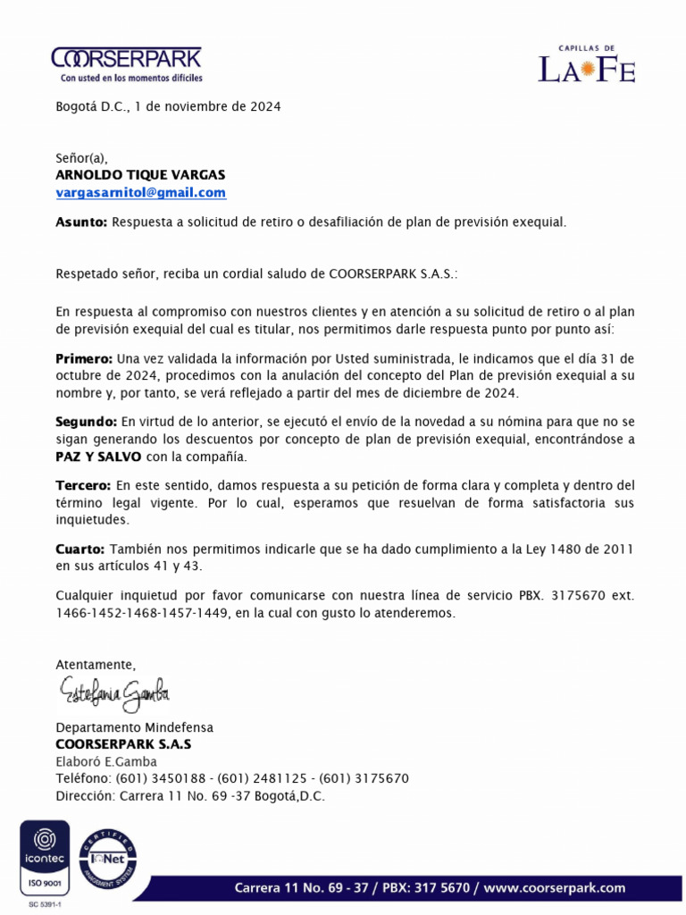 RESPUESTA A SU SOLICITUD - Docx - 2024-11-01T103500.617 | PDF