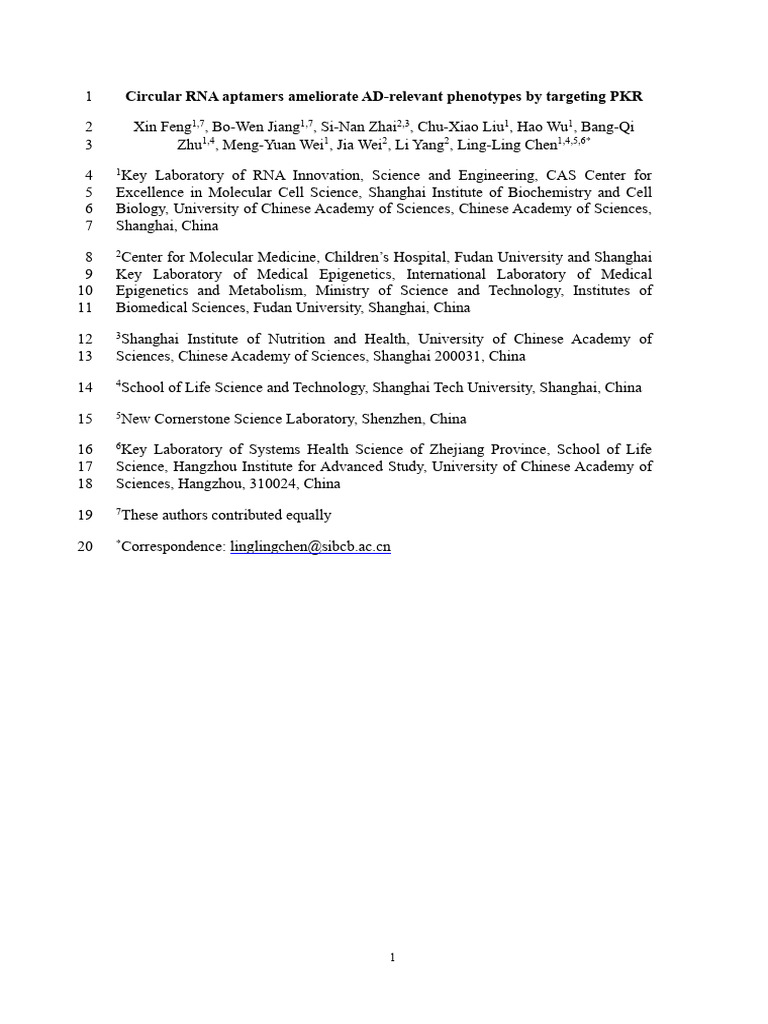 Circular RNA Aptamers Ameliorate AD-relevant Phenotypes by Targeting ...