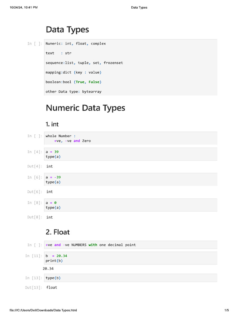 1.Data Types | PDF