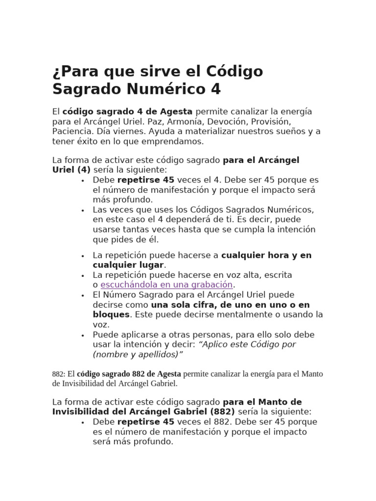 Para Que Sirve El Código Sagrado Numérico 4 | PDF