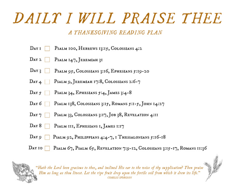 Thanksgiving Reading Plan by Kaetlyn Anne | PDF