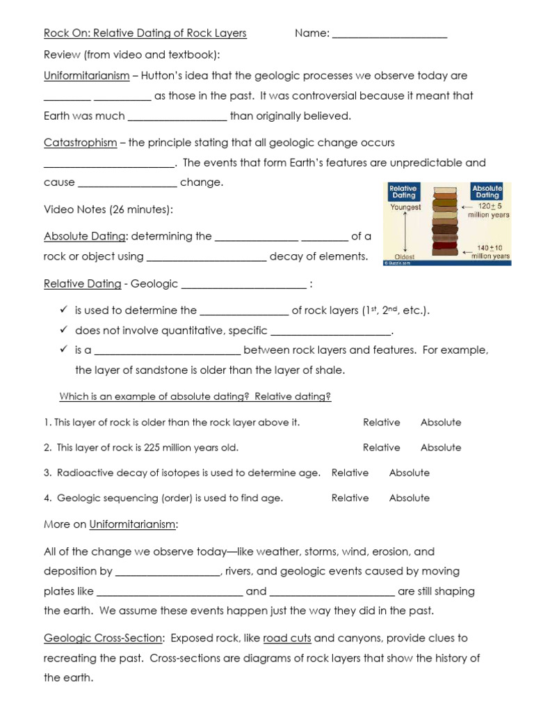 Rock+on+V2+Video+Notes+Dating+Rock+Layers | PDF | Geology | Rock (Geology)