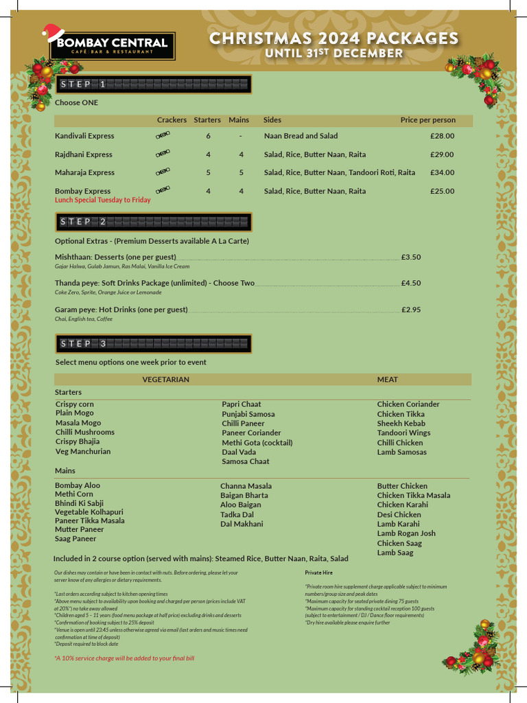BC Christmas-Events Packages A4 | PDF | Desi Cuisine | South Asian Cuisine