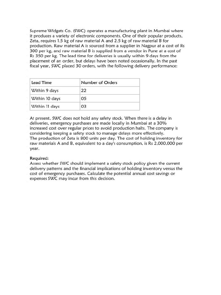 45th Homework (Supereme Widgets CO.) CMA | PDF