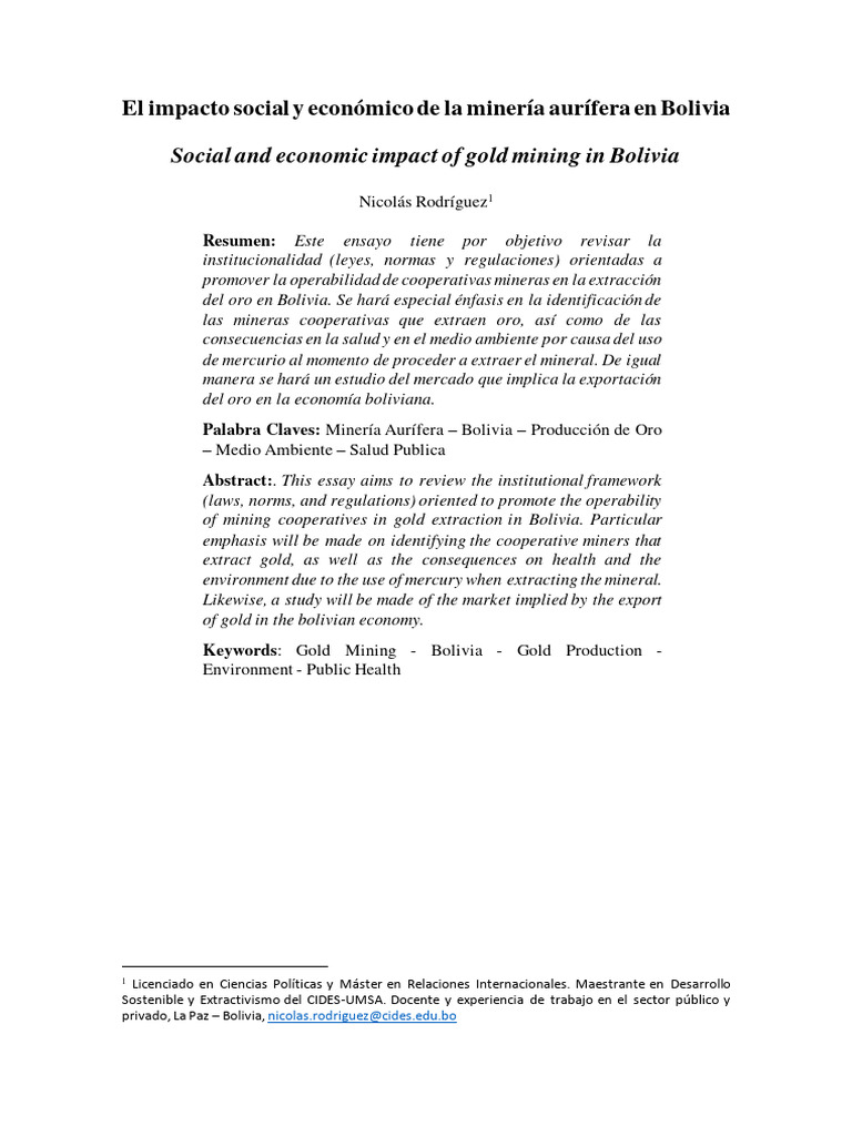 El Impacto Social Y Economico De La Mine Pdf Minería Mercurio