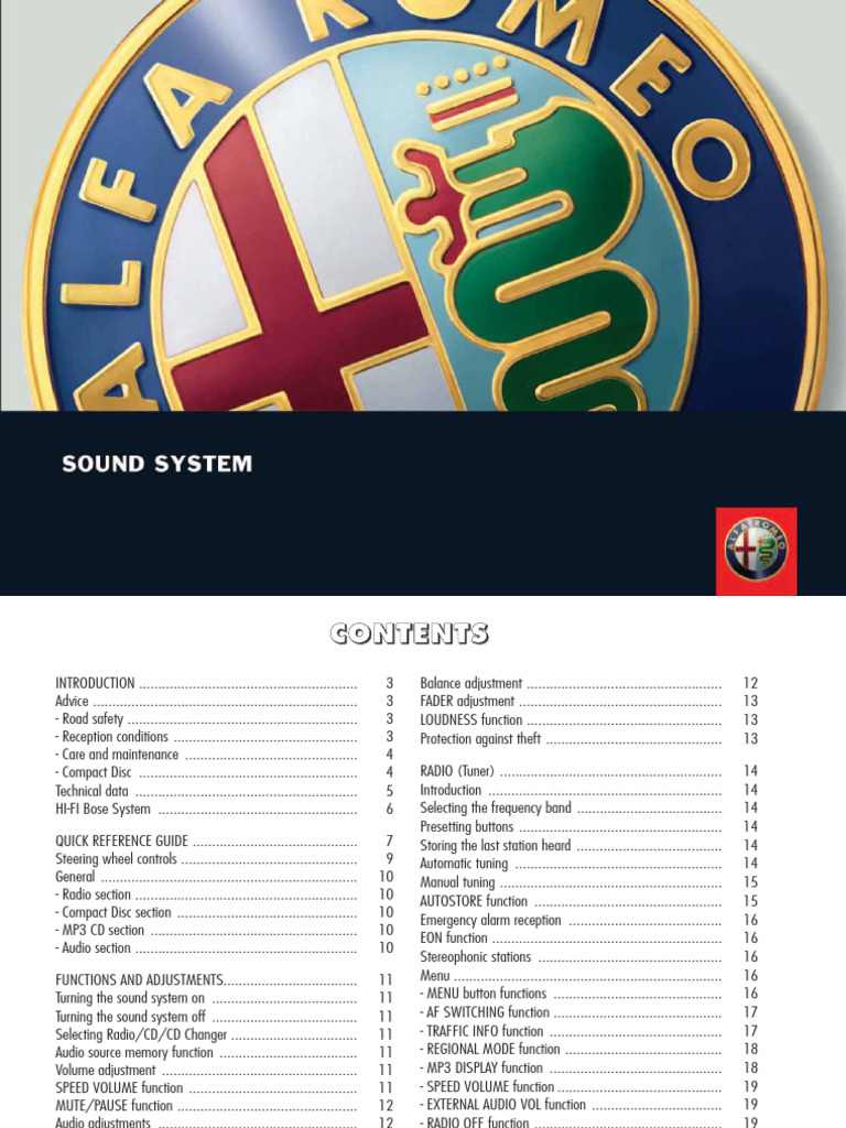 Blaupunkt Radio Alfa 159 | PDF | Compact Disc | Equalization (Audio)