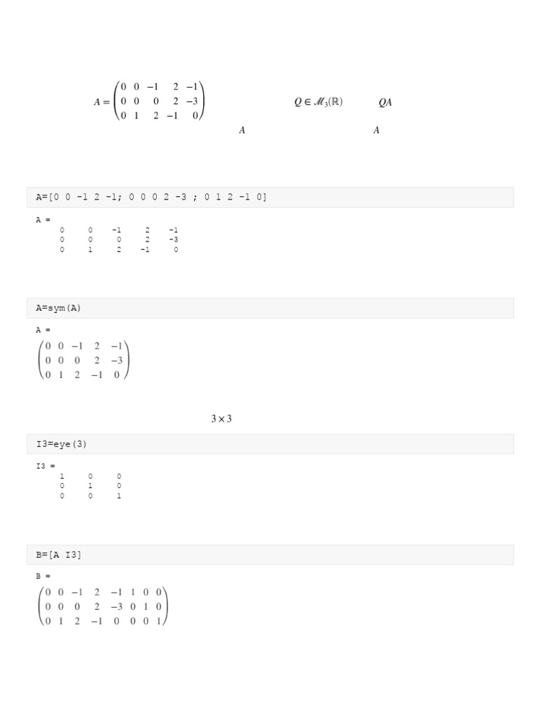 Ejercicios de Matrices y Rango en Matlab | PDF | Matriz (Matemáticas) | Determinante