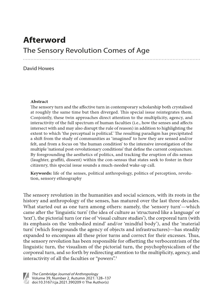 The Sensory Revolution in Anthropology | PDF | Perception | Senses