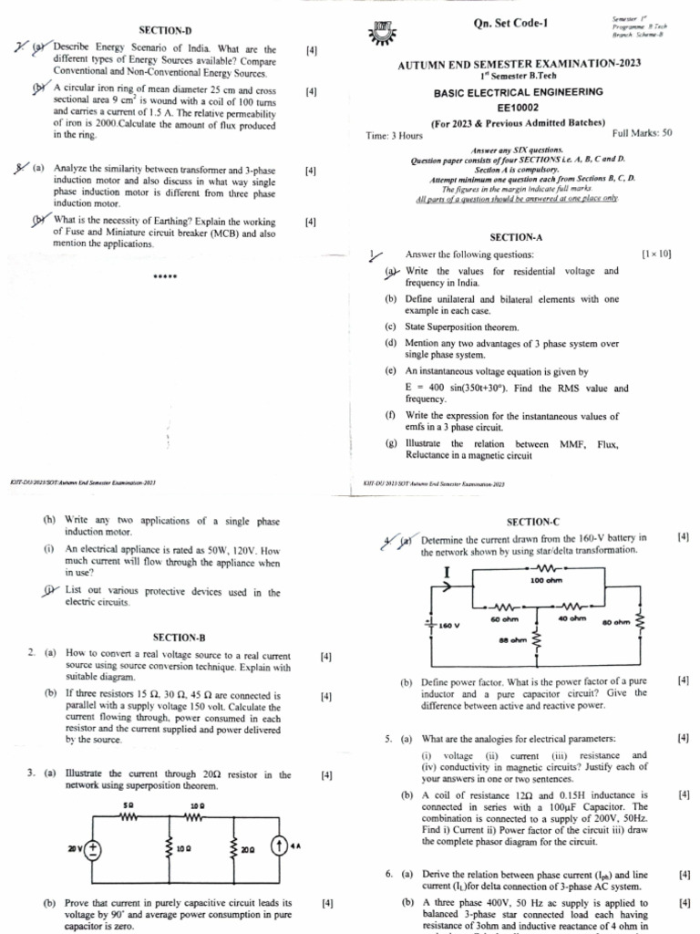 End Sem Bee 2023 | PDF