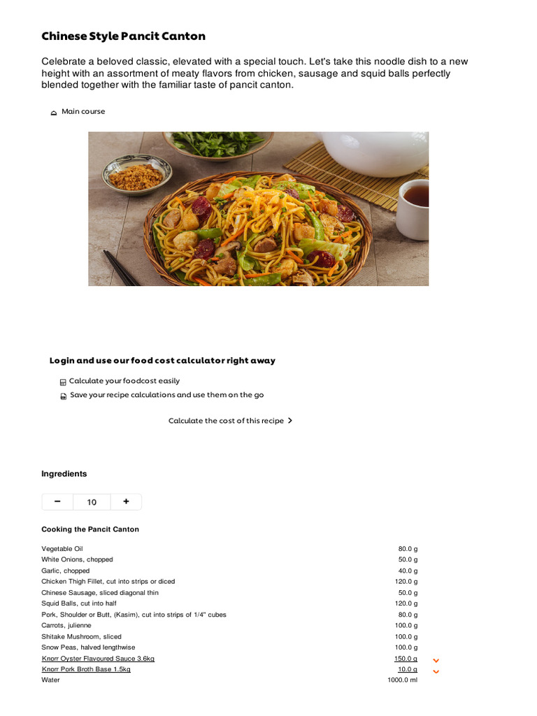 Chinese - Style - Pancit - Canton - Recipe 2 | PDF | Stir Frying | Tofu