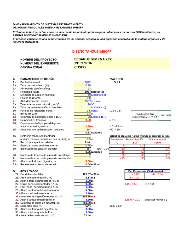 Diseño de Tanques Imhoff para Aguas Residuales | PDF | Gestión de ...