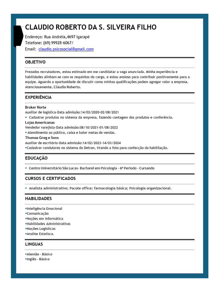 Curriculo Claudio | PDF