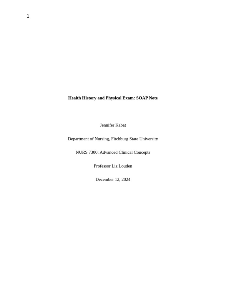 Fitchburg State NURS7300 Final Soap Note | PDF | Diabetes | Hypertension