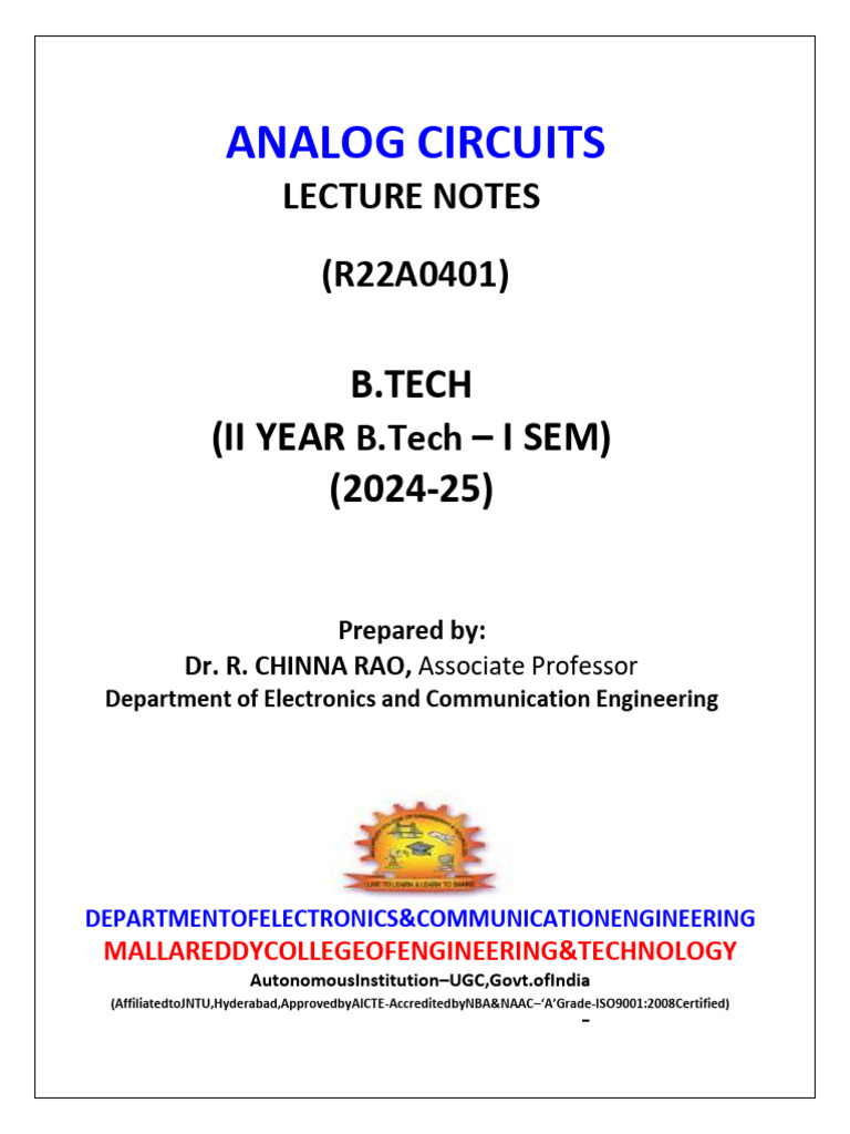 Analog Circuits Pdf Amplifier Bipolar Junction Transistor