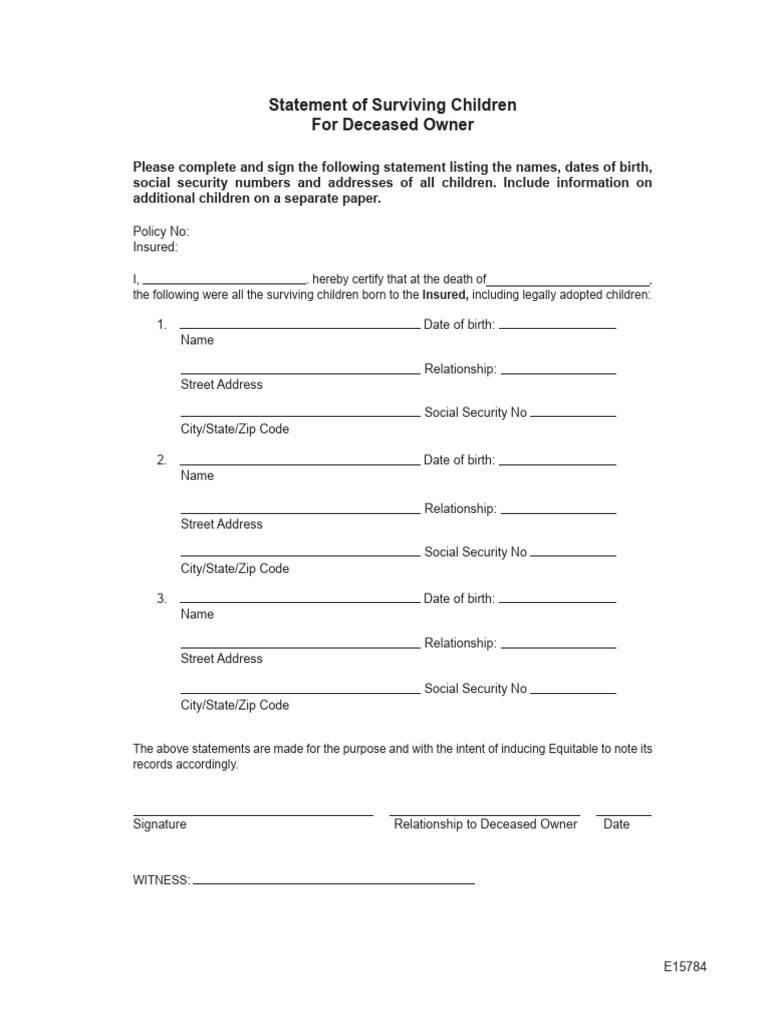 Statement of Surviving Children | PDF