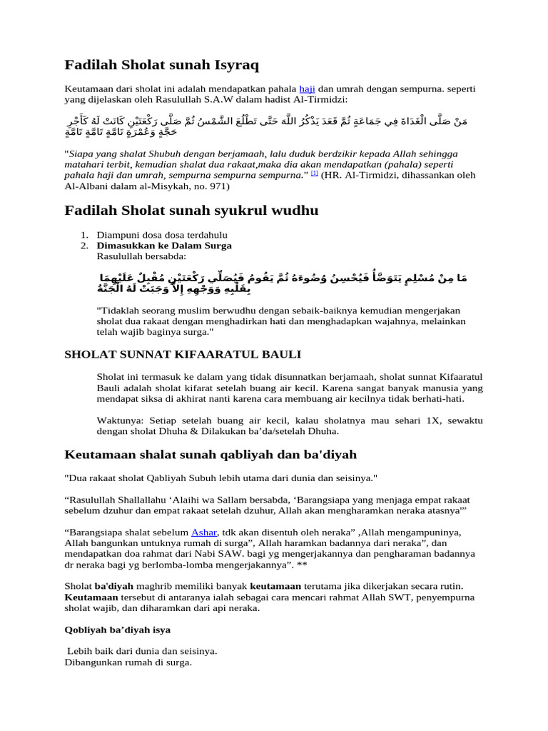 Fadilah Sholat sunah | PDF
