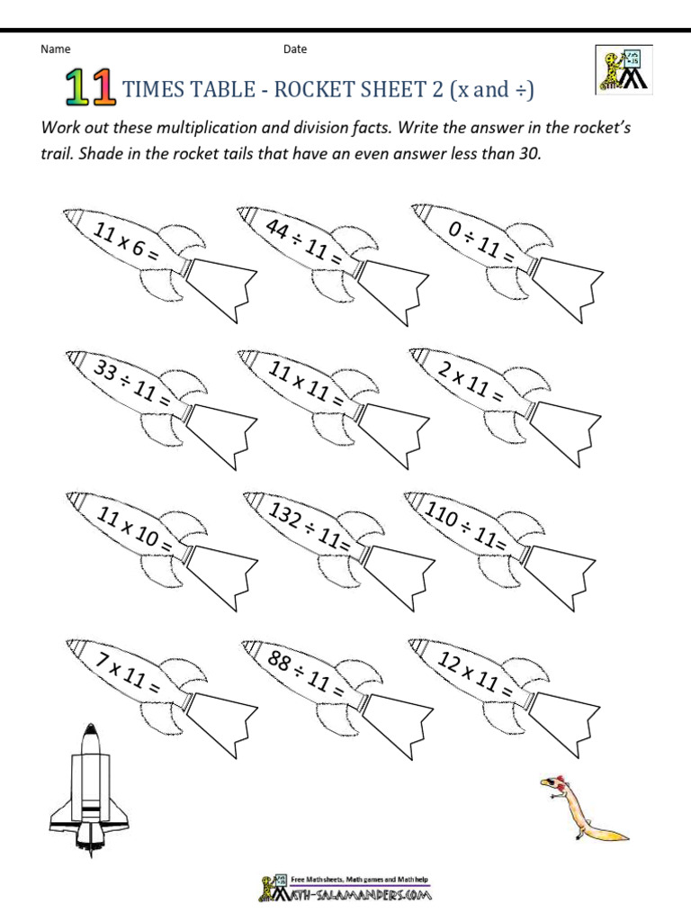 11 Times Table Rocket 2 | PDF