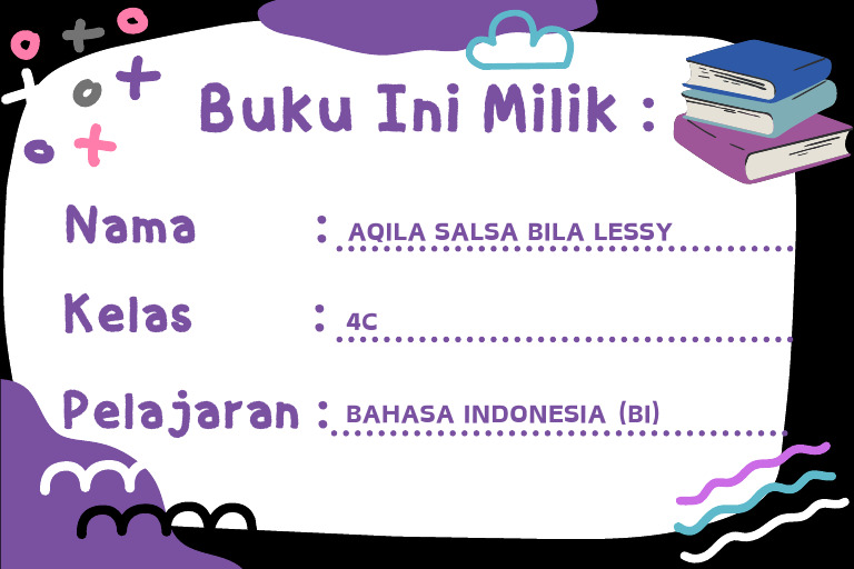 Ungu Lucu Label Nama Buku | PDF