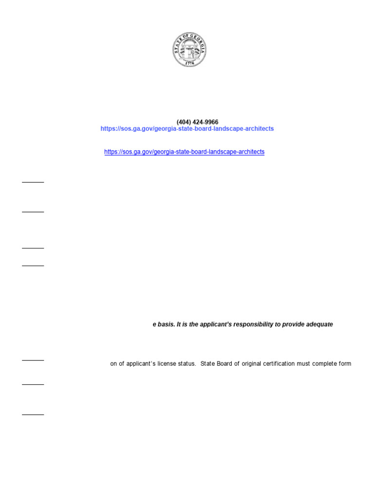 Georgia Landscape Architect Reciprocity Application | PDF | Identity ...