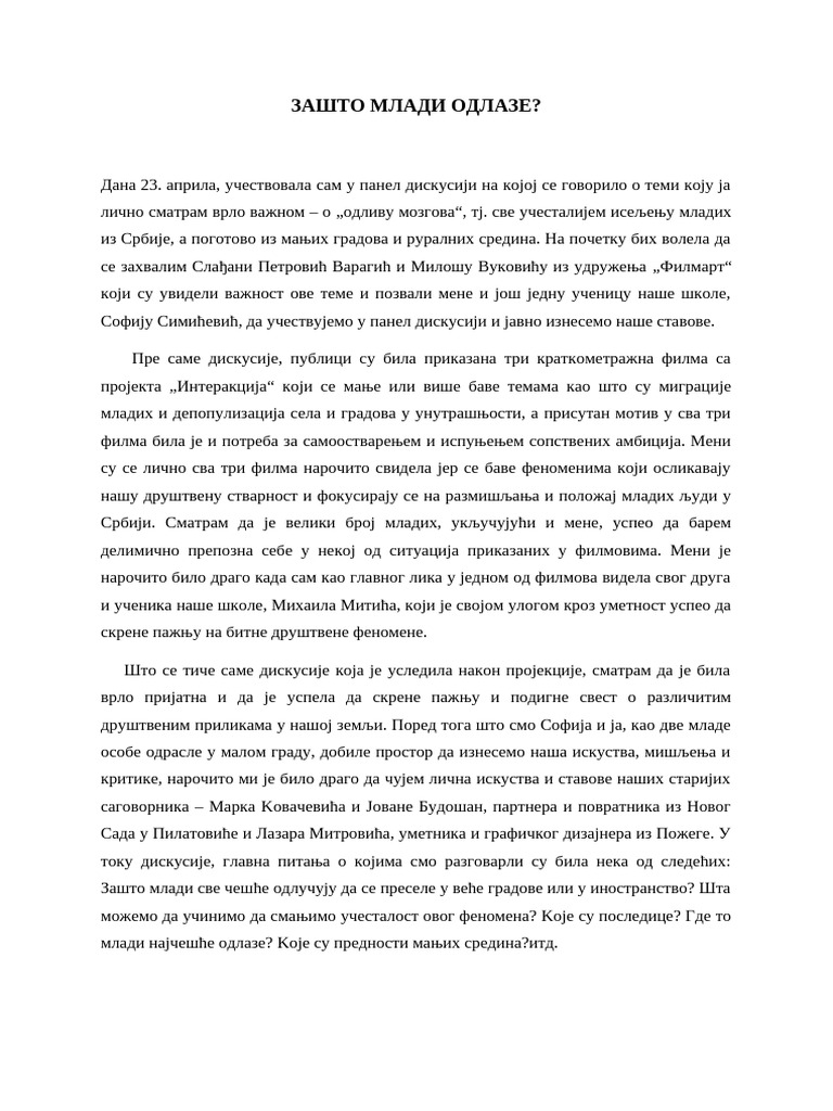 Zasto Mladi Odlaze Pdf
