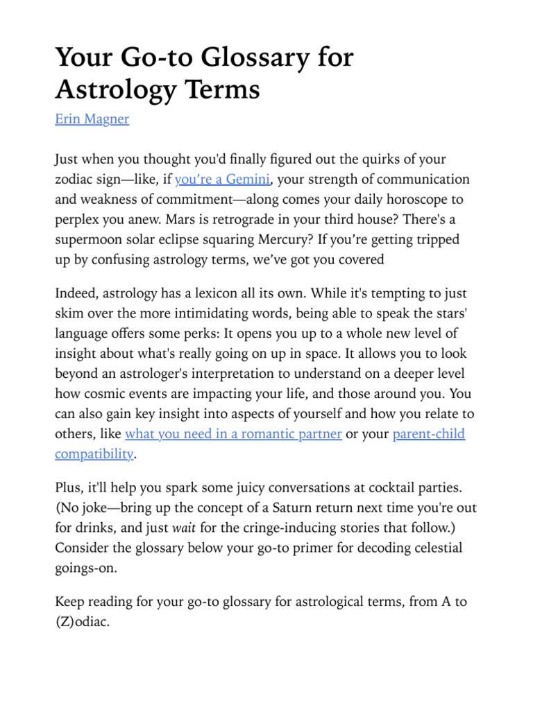 Astrology Terms Glossary - Definitions and Meanings | PDF ...