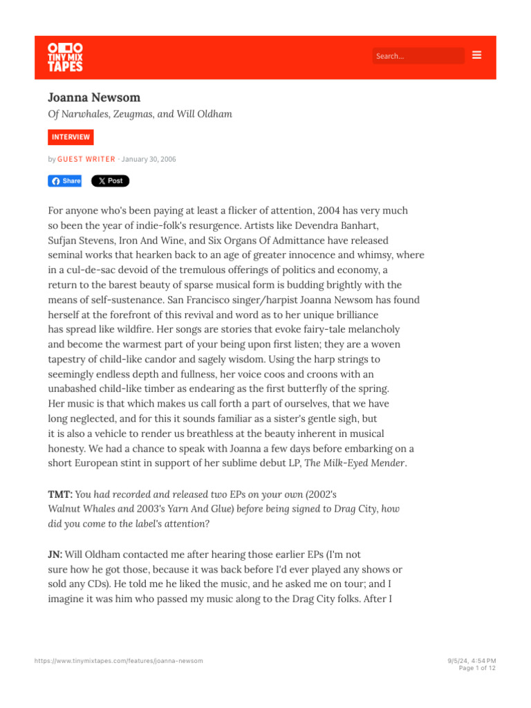 2006 June Interview | Tiny Mix Tapes | PDF