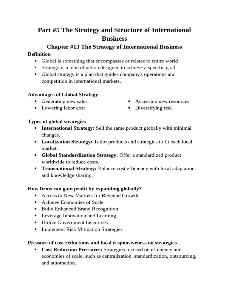 5 The Strategy and Structure of International Business | PDF