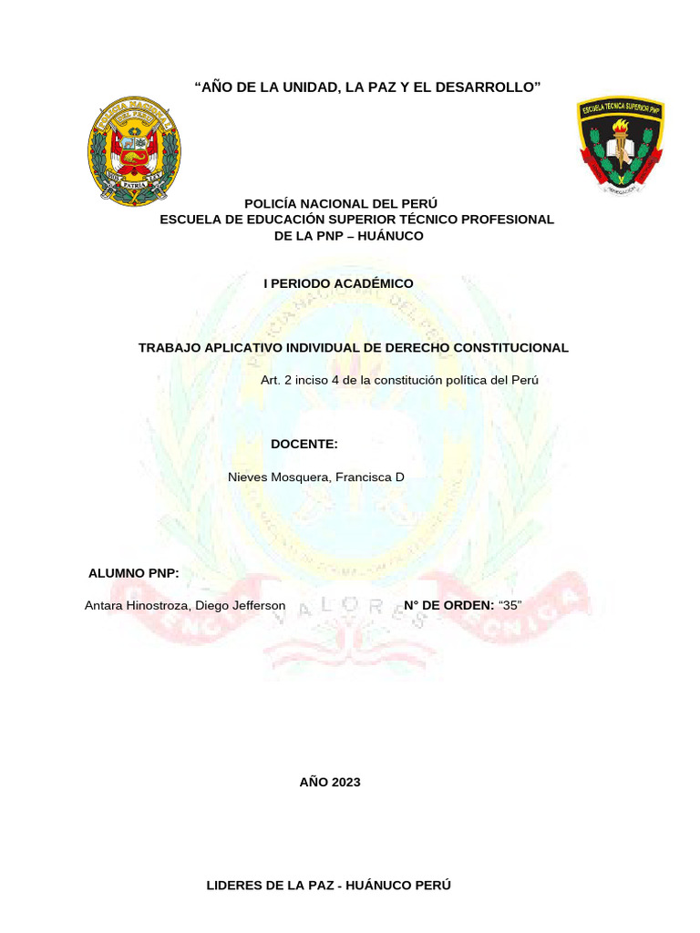 Art. 2 inciso 4 de la cpp | PDF | Libertad de expresión | Constitución