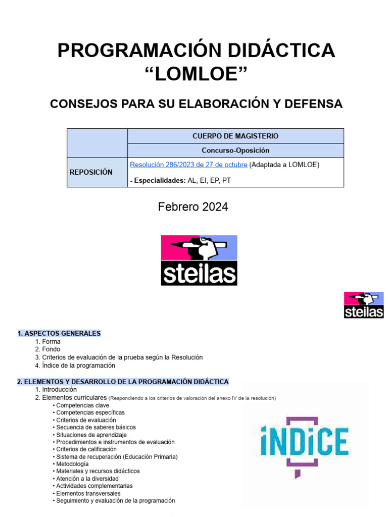 Guía para Programación Didáctica LOMLOE | PDF | Plan de estudios | Evaluación