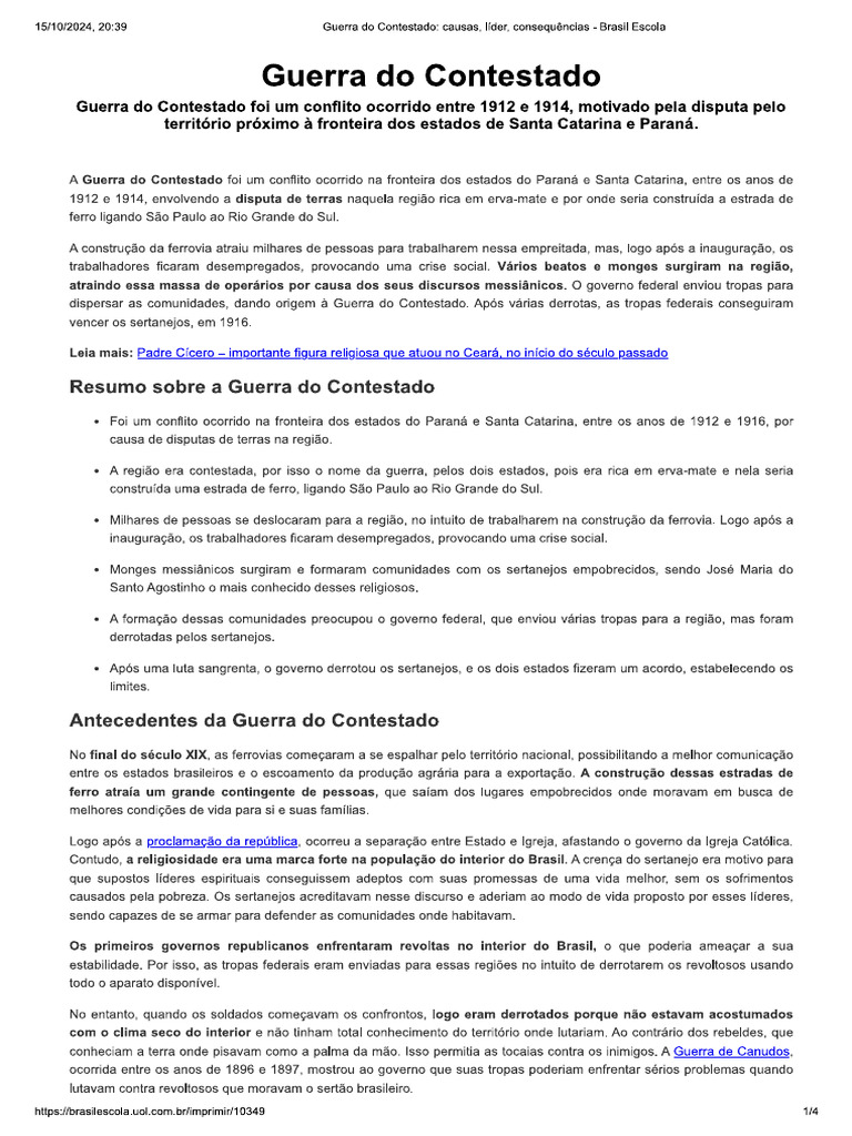 Guerra Do Contestado | PDF