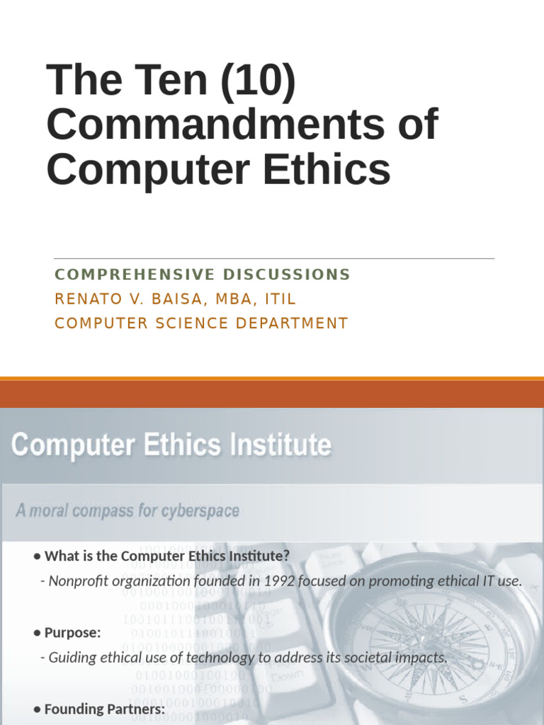 Module 8 Week 8 - Commandments of Computer Ethics | PDF | Cybercrime