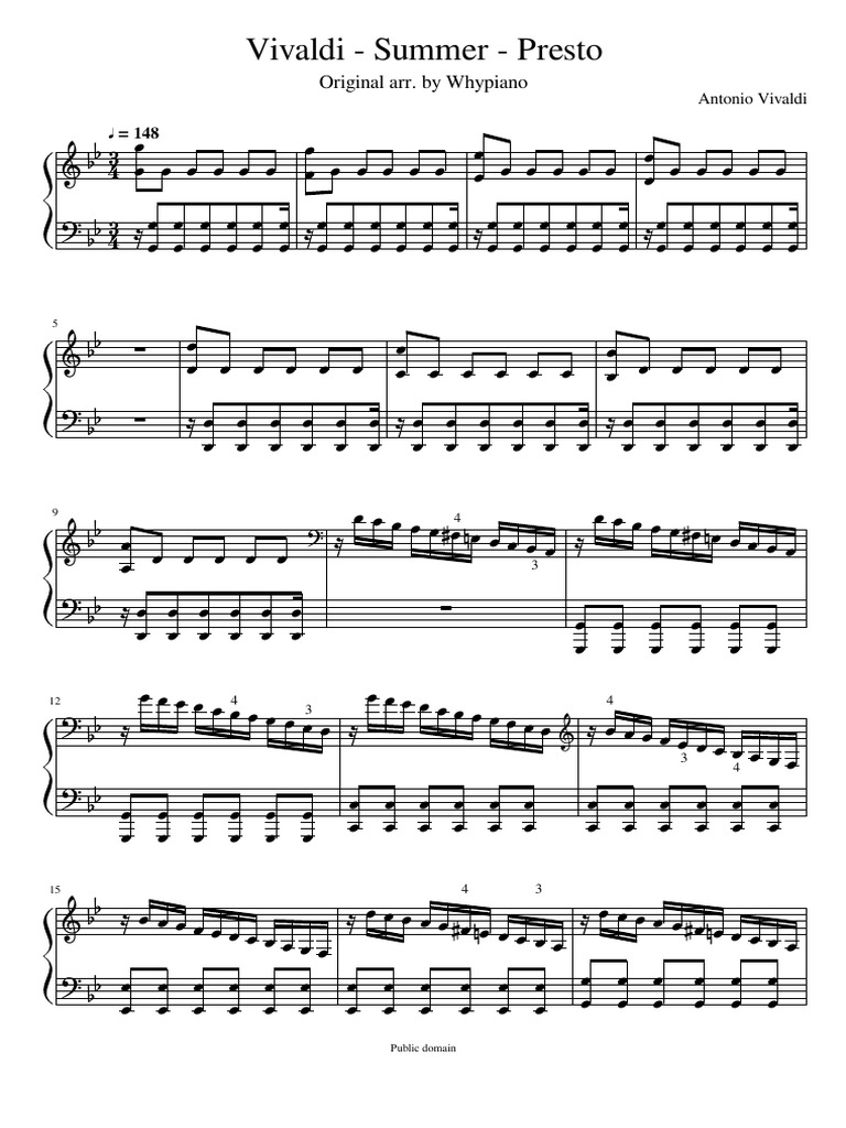 Vivaldi's Summer: Presto Sheet Music | PDF