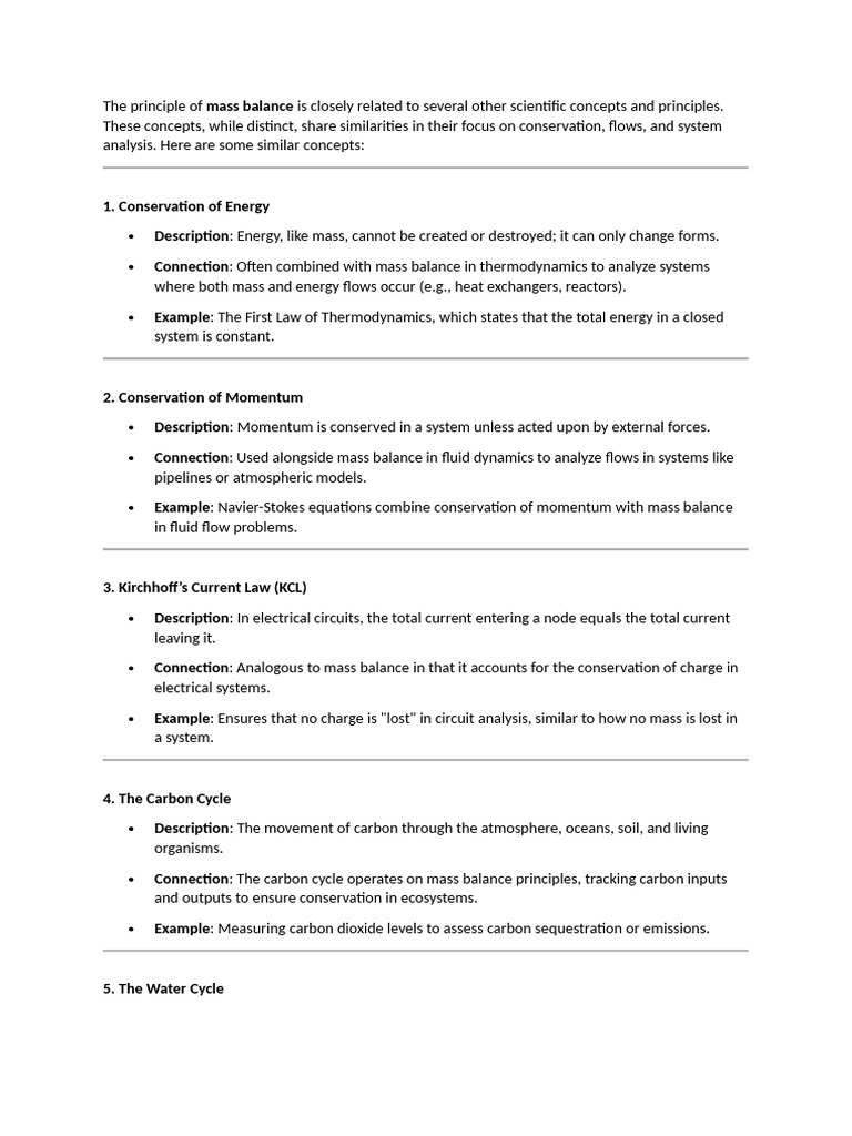 Similar Concept To Mass Balance | PDF | System | Mass
