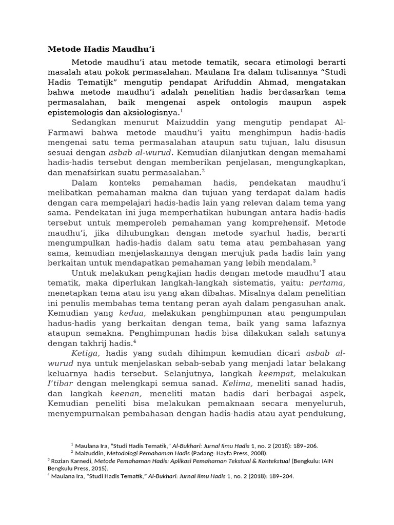 Metode Penelitian Hadis Maudhu’i | PDF