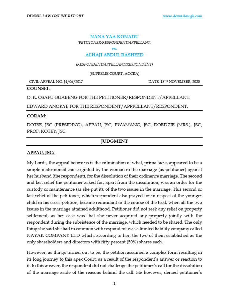 NANA_YAA_KONADU_VRS_ALHAJI_ABDUL_RASHEED | PDF | Deed | Conveyancing