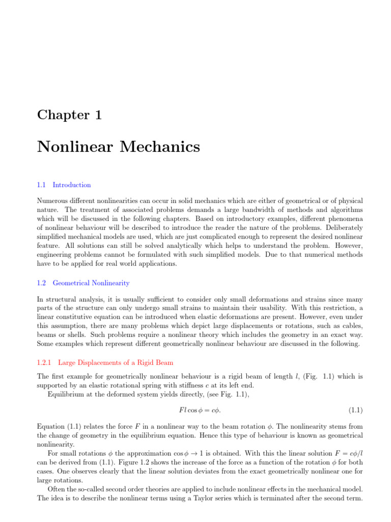 Nonlinear Mechanics Chapter | PDF | Deformation (Engineering) | Stress (Mechanics)