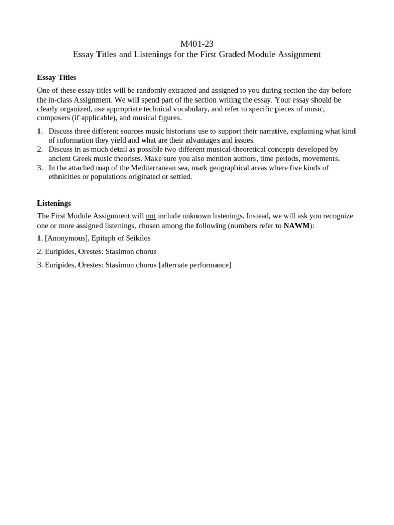 M401-23 Module 1 Essays | PDF