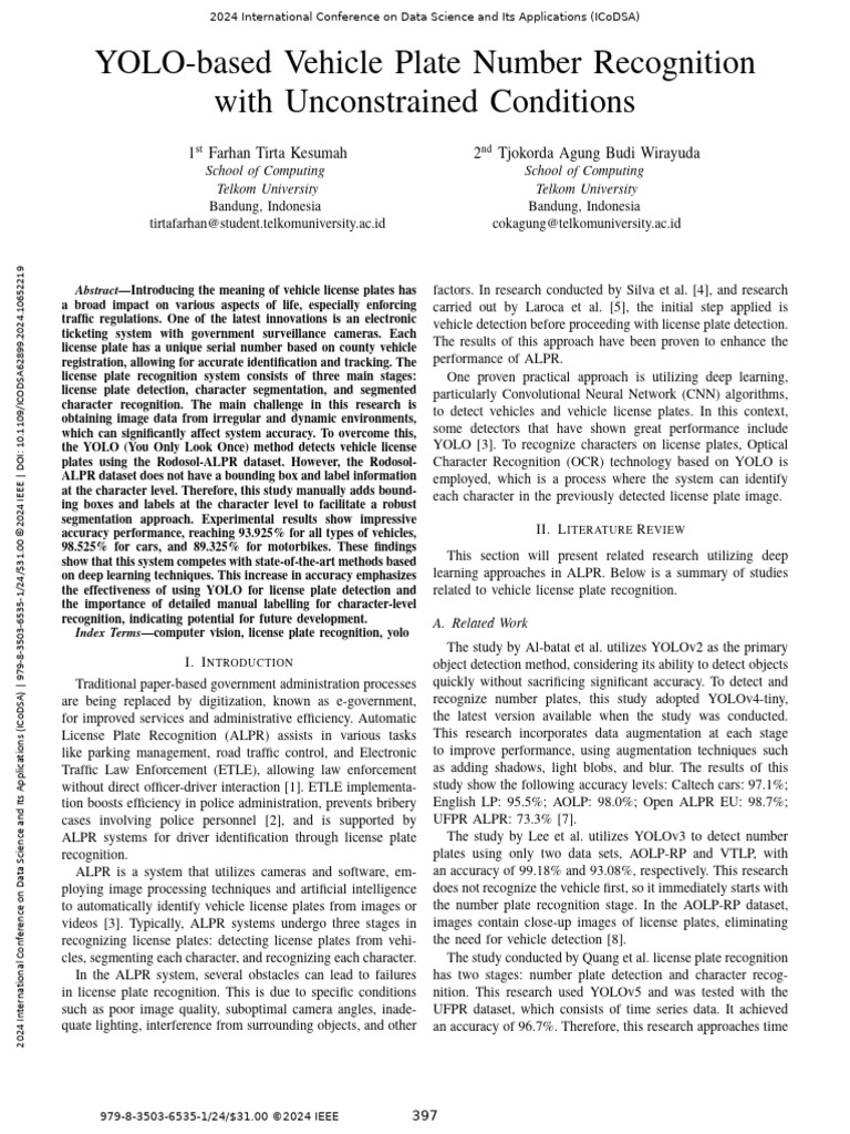 YOLO Vehicle Plate Recognition | PDF | Image Segmentation | Optical ...