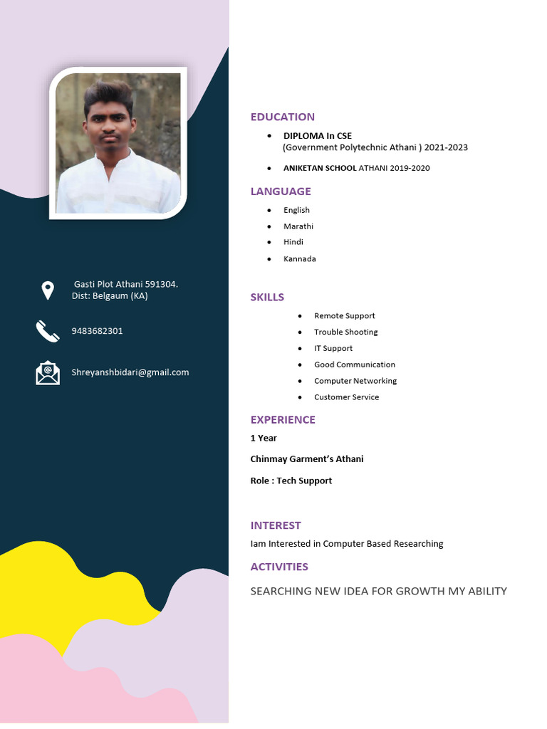 Shreyansh Bidari Resume | PDF